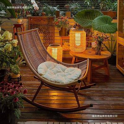 藤摇摇躺椅成人家用椅休VPD闲编椅藤椅久坐舒服懒人摇沙椅发椅午