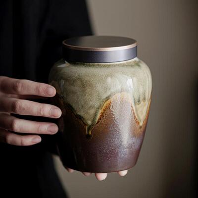 窑变KJ-CYG-9陶复古茶叶罐密大号瓷封罐家用茶储罐普洱茶罐防潮茶