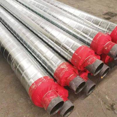 径大口钢预制直埋蒸汽保温管供暖架空钢式GWM镀锌铁皮聚氨酯保温