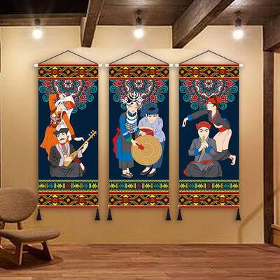 五十六个民族栈风人物风情宿挂画民客酒店客房挂YDD布展厅装布艺