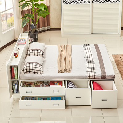 储物床高箱床收纳抽屉床1.5米1.8米欧式双人床榻榻米床板式床W-21