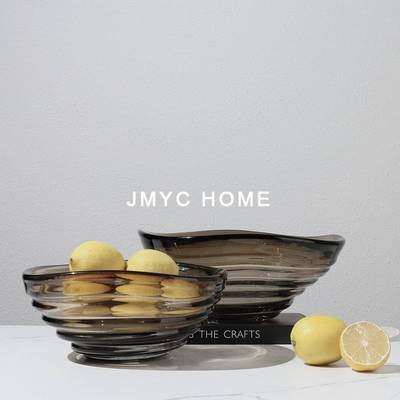 现代轻玻璃果盘收纳售楼处样奢板间厅篓餐桌WJV面茶几何简约客果