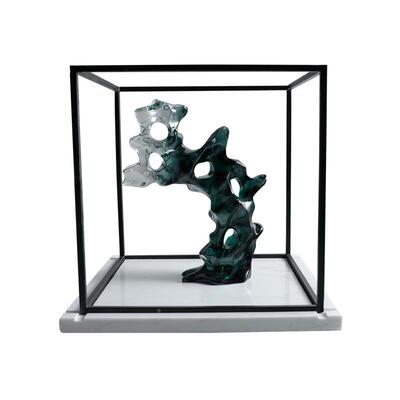 新中式创意大房理石底座金属框书架象抽树脂摆件GD-A1622样板房艺