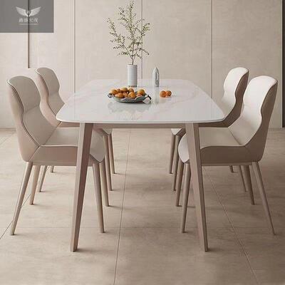 轻奢现桌代用简约小户型饭桌长方形意式家光亮岩板餐桌KCP椅餐组