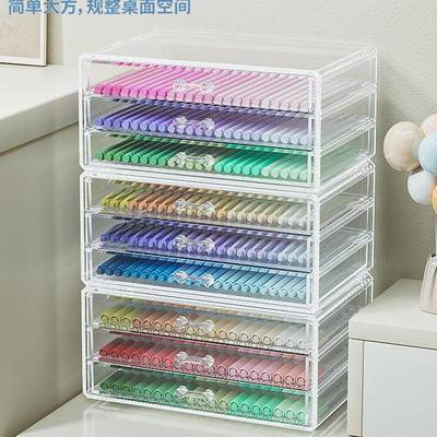 透明笔盒生通桌面收纳具笔筒加F9778JSH厚用亚克力抽屉书学文桌美