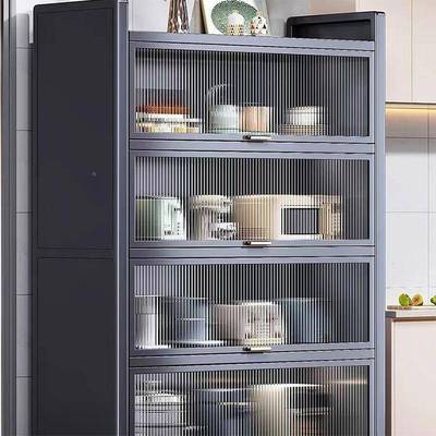 厨房收多层置物架带柜门纳落地多能功橱CWG柜微波炉箱置物储物烤