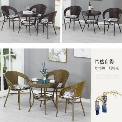 阳台小椅三件茶套藤编椅户外庭院几组外合室露EIT台仿藤编靠背椅