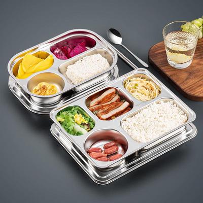 16不3锈钢餐盘儿堂童宝宝家用格隔幼儿园男孩学生分大F76968J7人