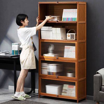 书展架书柜置物架带柜门物柜一体格2235CHFM子柜柜示落地多层客厅置物储柜