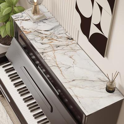 仿理石纹琴钢罩防FS757437尘半罩盖布大琴顶防水免洗条皮长革保护