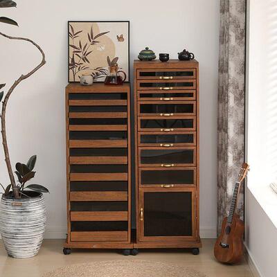 新款桃色收实木无皮牙科柜文玩珠胡宝茶IZT具茶贴杯纳柜落地茶水