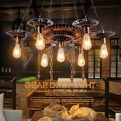 工业风齿轮f吊灯351美复古怀旧餐厅吧台啡馆楼咖梯走廊酒吧lo式t