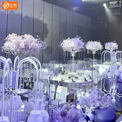 百界新款婚庆道具宴会铁艺桌花花器架子婚礼堂路引现场布置装饰
