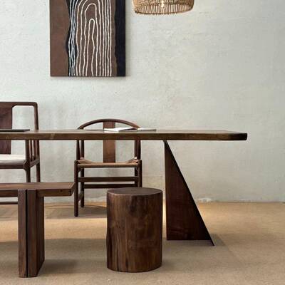 黑胡桃实大EHY板茶桌北美胡树桃木原木脂茶茶台泡书桌长木桌