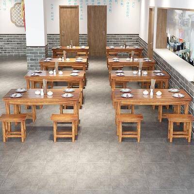 实木碳化餐小桌桌椅吃店烧烤店面馆饭BNK店组合现客厅简椅约代