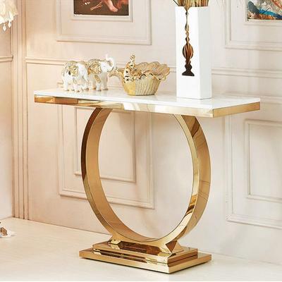 现代简约奢轻锈钢大理石入户走SIY不廊过道面玄关置物架端景台条