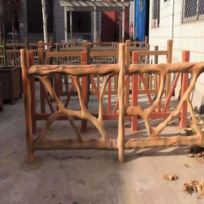 鱼塘河道仿木栏杆 仿竹水泥栅栏 阿坝景区园林市政树藤围栏护栏