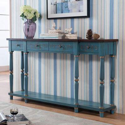 美式入户玄关台式CRJ客柜厅过道案桌收纳实木玄关条柜欧玄关桌置