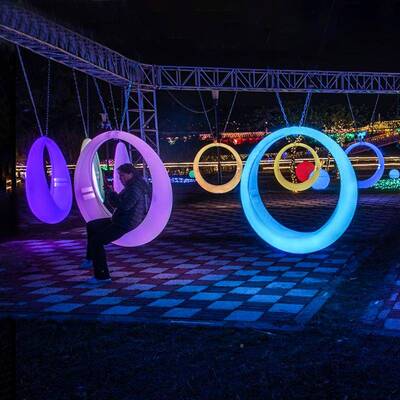 庭椅院吊太花tb-64429园装饰灯人网红多摇户外椅月亮发光室外儿童