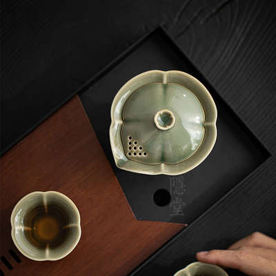 圭隐堂越窑青瓷复古分过滤泡烫手家用抓茶具盖碗防壶茶杯茶器手工