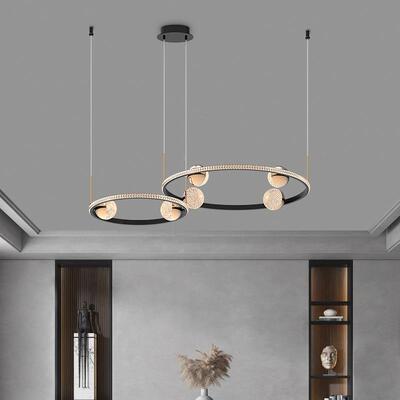 2021年新款餐厅灯简铝圈吊灯具轻现代楼约别墅卧室88689梯间吊灯