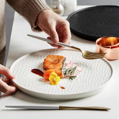 日牛排盘北欧风格创意艺术餐盘55111厅浅盘子圆形西餐盘平板面式