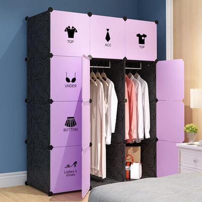 易衣柜家简用卧房室家具组成人收纳柜子出租布挂衣橱双ITE人小装