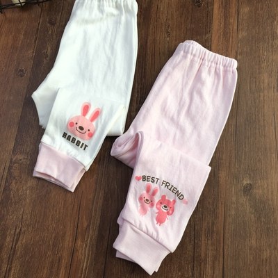2条装80-130码小童纯棉睡裤男女宝宝打底秋裤可开裆棉毛衫裤子软