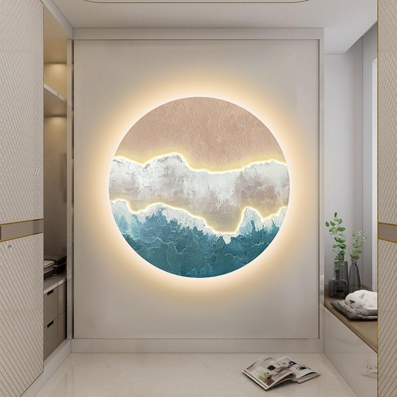 创意led氛围灯画入户玄关装饰画高级感客厅餐厅挂画走廊尽头壁画