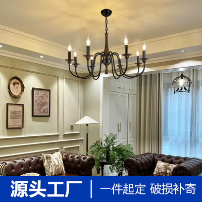法式复古全铜客厅蜡烛吊灯轻奢水晶南洋风暗黑系主卧室餐厅灯casa