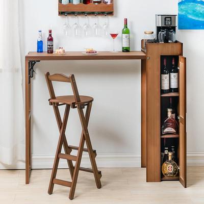 实木叠小吧20076台桌家隔断高脚桌靠折窗桌现代吧台餐桌一体阳用台高子