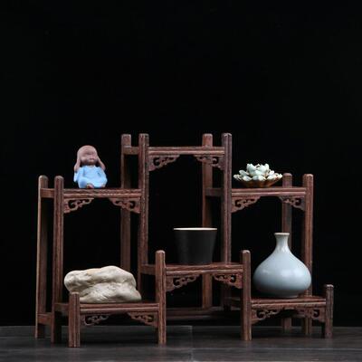 紫砂壶壶茶架子中翅式多宝阁鸡木摆2I小博古NTX架实木多宝架座底