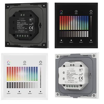 RGBW钢化玻璃触摸⾯板DMX512主控T14-S 10种动态模式颜色亮度可调