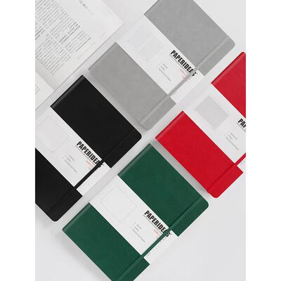 皮面绑带本B5笔记本带页码商务办公记事本简约isn风横线方格空白