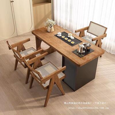阳水台茶桌椅组合小型家用茶台烧壶体奶油风实泡木阳一YZH台茶桌