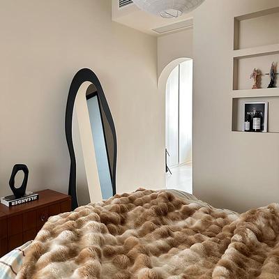 形J全身落EWU地镜子服衣装店显瘦试衣镜黑0色异波浪火焰穿镜挂墙