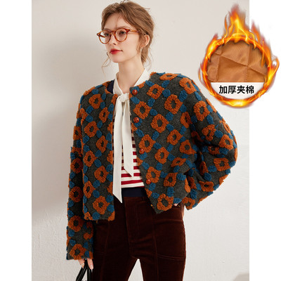 【甜馨Tia】&白鹿语冬款时尚气质圆领温暖长袖棉衣HX20104