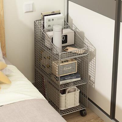 可柜移动床纳头柜卧室小型你夹缝超窄迷床边5.13.03收简易铁艺书