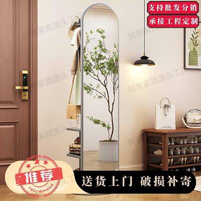 实木旋转17021衣衣帽架镜一体地卧室家用落多穿功能挂衣架全身镜