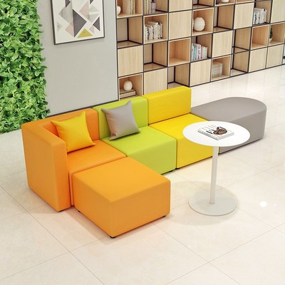 写字楼办公室培训机构图书馆休闲会客洽谈休息区大厅沙发座椅组合