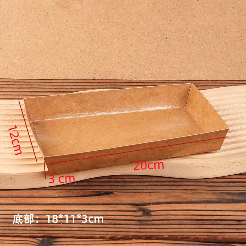 淋膜牛皮纸托牛角包碱水餐包烘焙食品打包盒贝果面包烘焙包装盒