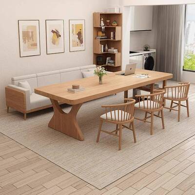 客厅化全去实桌现代简子约高档大木长书桌多人学习桌办公HYZ24102