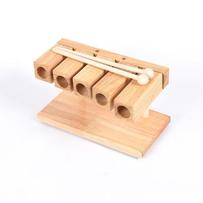 早教启蒙打击乐器儿号打童小五音手工磨橡KYD木木色梆子木鱼定