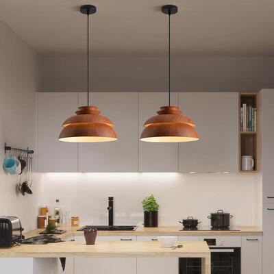 餐厅吊灯木纹日式台复35005古餐灯客厅餐吧室灯茶原木风卧室桌书