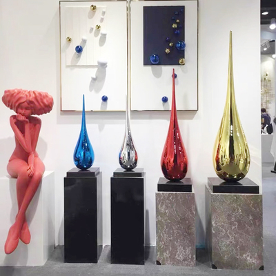 抽象水滴雕塑摆件售楼处玄关过道大理石底座商场酒店会所软装饰品