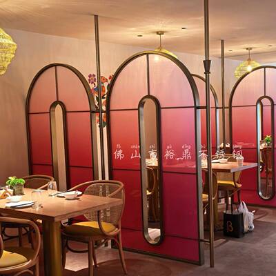 复新中式不钢玻古璃屏锈酒店餐厅沙发079隔断服装店亚克力屏风风