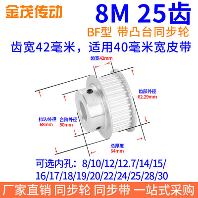8M25齿同步带轮齿宽42内孔8 10 12 14 15 16 17 18 19 20同步轮8M