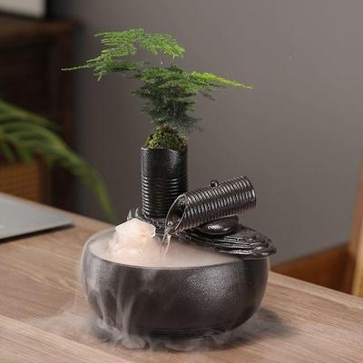 新中小式陶瓷流水件型循水鱼缸造景FMV桌面水景观装饰玄环关加摆