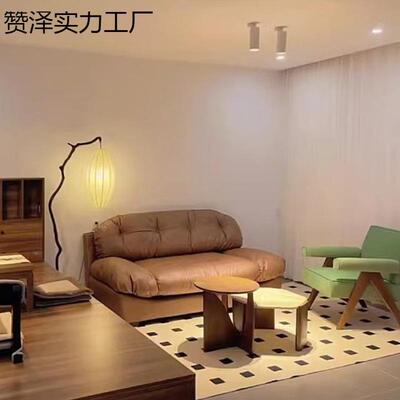 新AL101887款木圆形小茶几复古小户型角几家用闲宿中古艺实术民沙