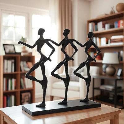 现代简约设计感三人舞蹈摆件客厅电视柜样板间酒店商场陈列装饰品
